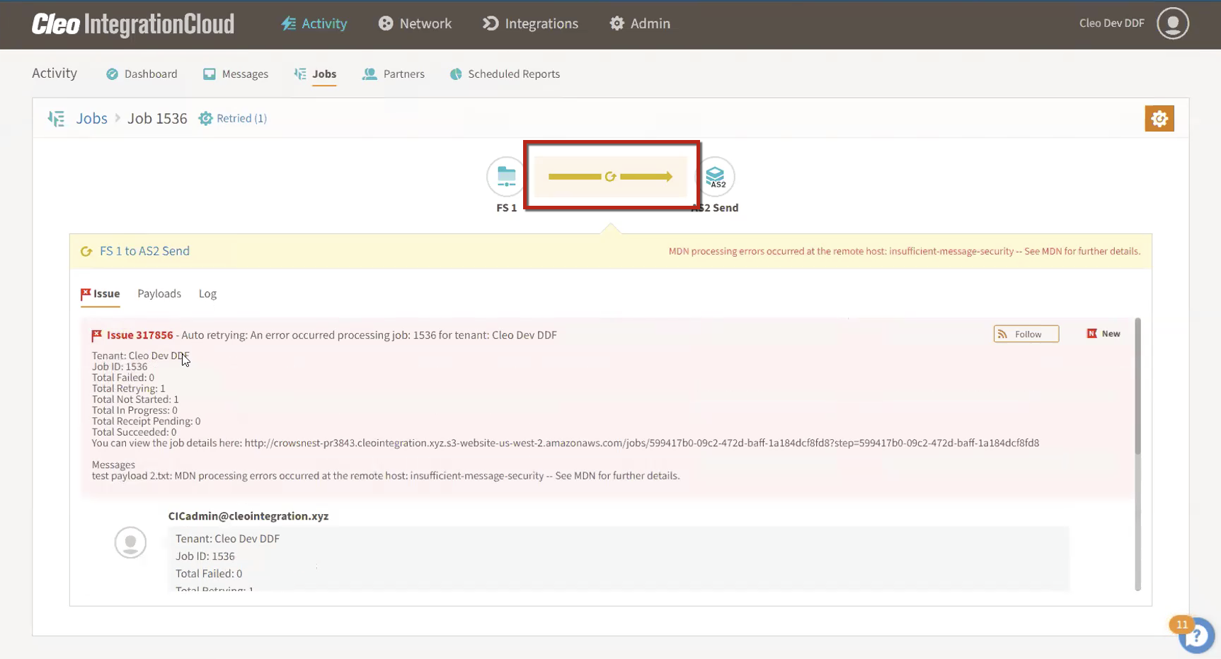 Retrying Failed File Transfer Attempts – Cleo