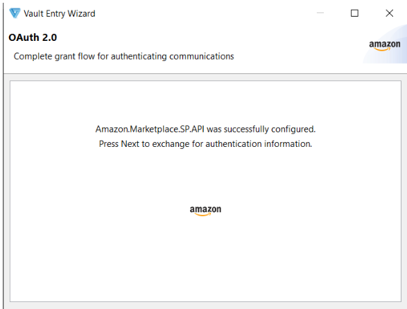 Authentication information - Auth Vault Creation (AMP SP-API) – Cleo