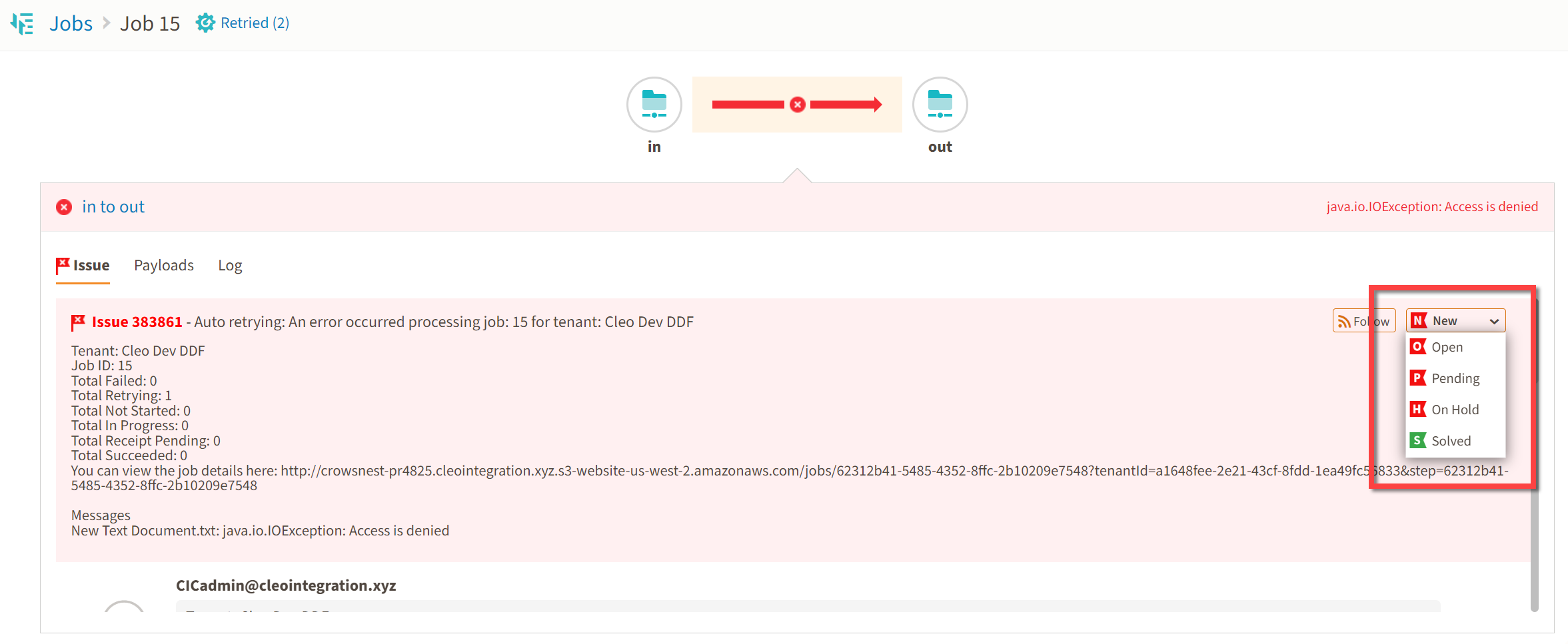 Working with Jobs – Cleo